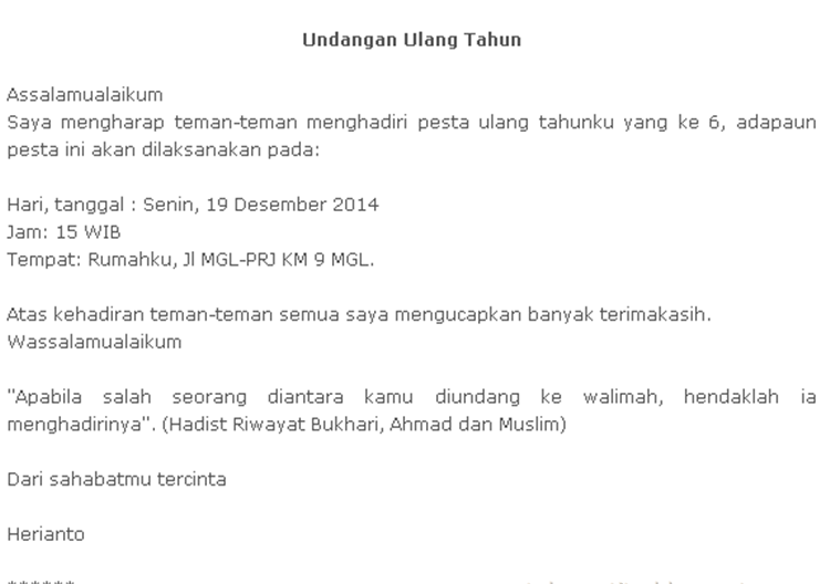 16+ Contoh Surat Undangan Ulang Tahun : Resmi, Perusahaan, Organisasi